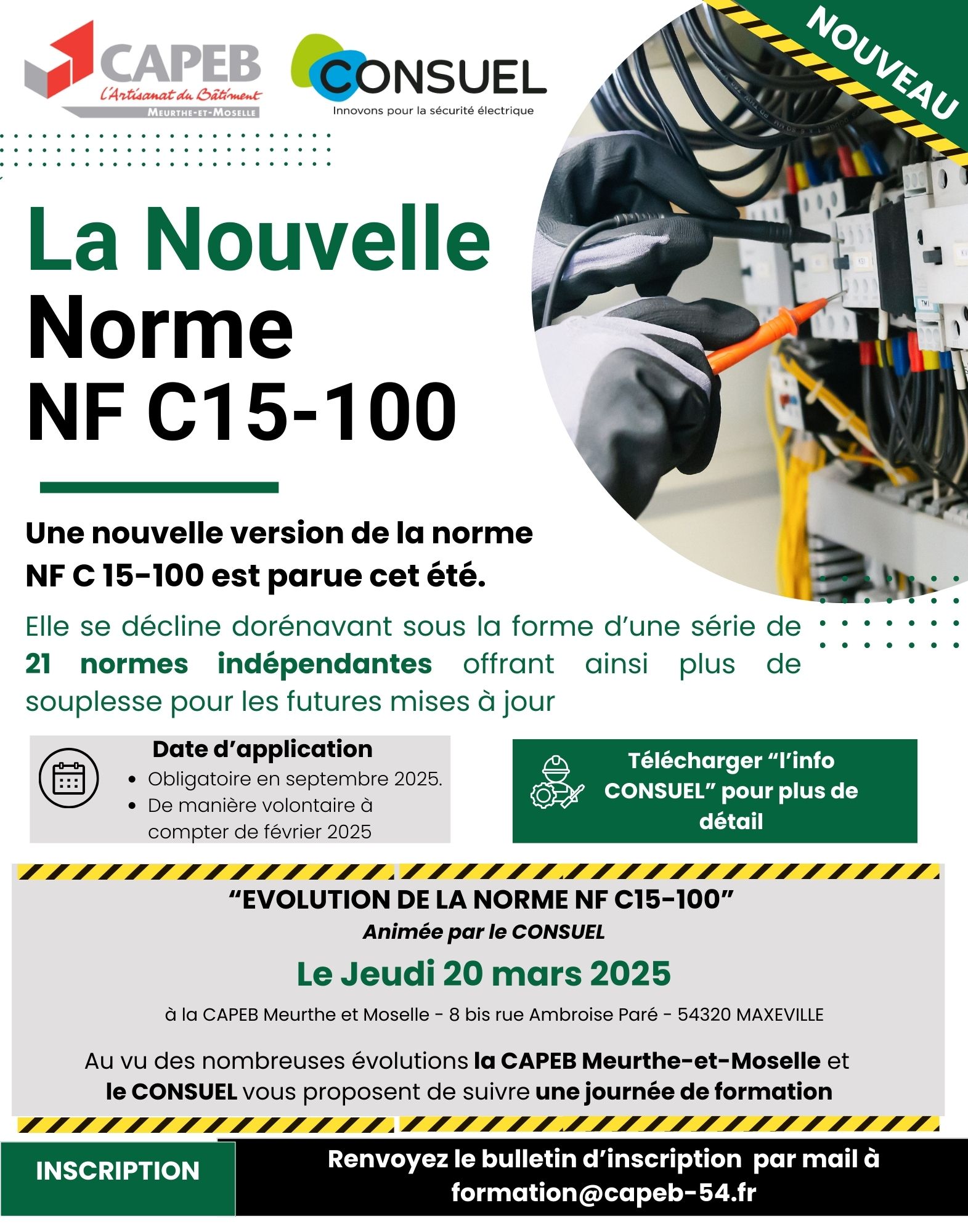 La nouvelle norme NFC 15-100 : Formation d'une journée à la CAPEB-54 ! ・ CAPEB